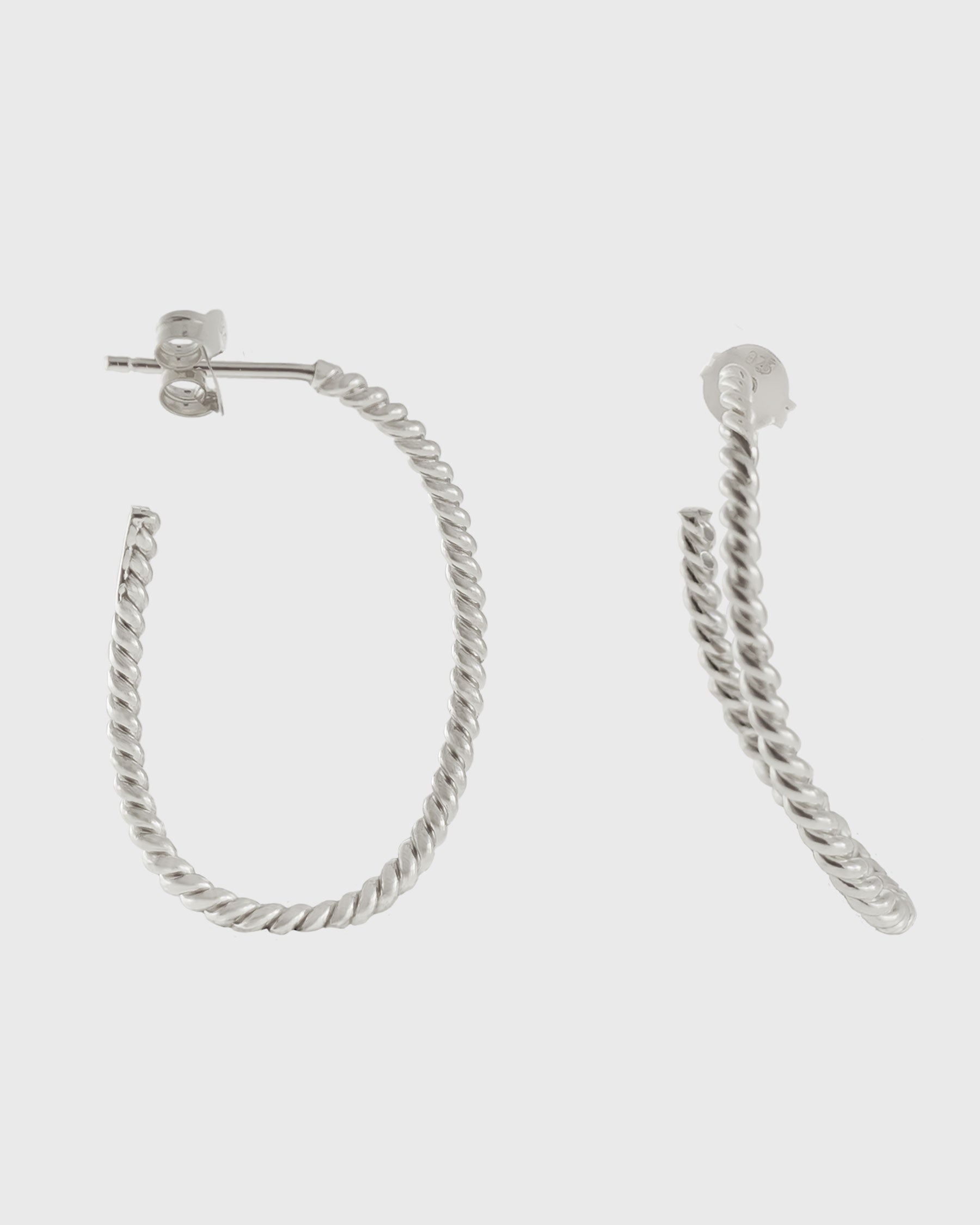 TWISTED ELONGATED HOOP EARRINGS | Silver – BAR Jewellery